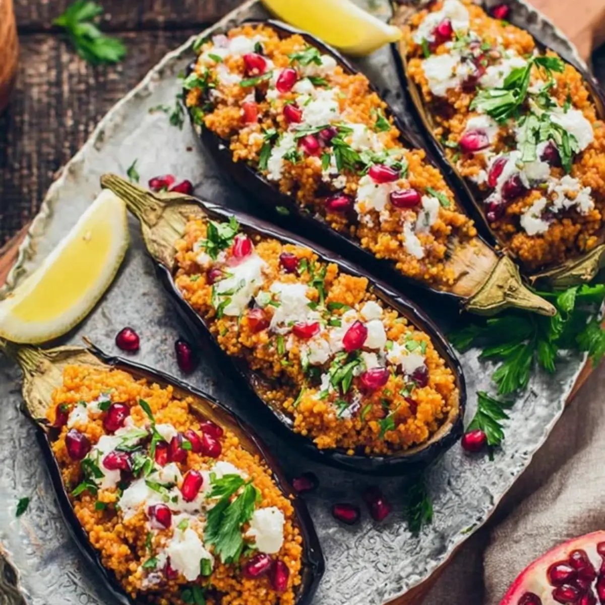 Gefüllte Auberginen mit Bulgur – Einfaches Rezept - Noras Kreationen