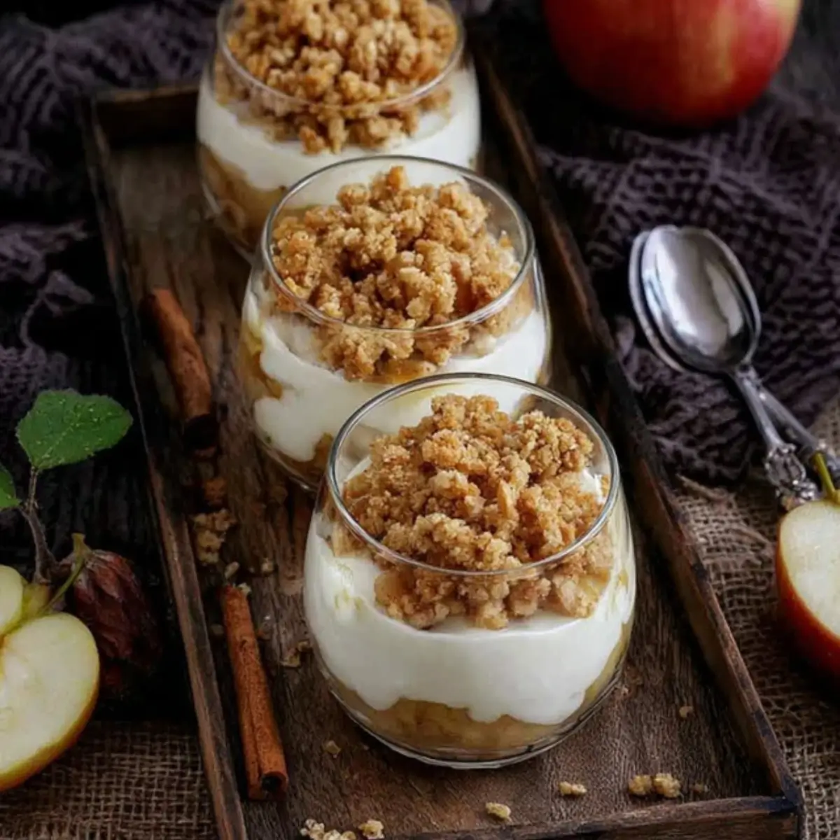 Apfel Crumble im Glas – Geniales Dessert mit 3 Schichten - Noras Kreationen