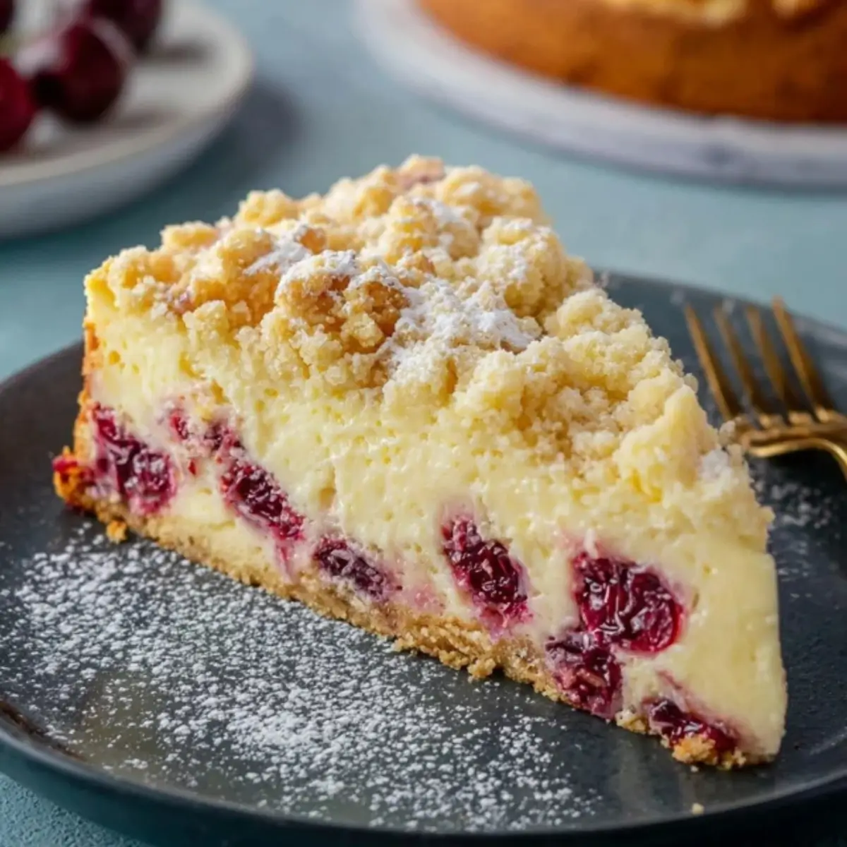 Quark Kirsch Kuchen mit knusprigen Butter Streuseln - Noras Kreationen