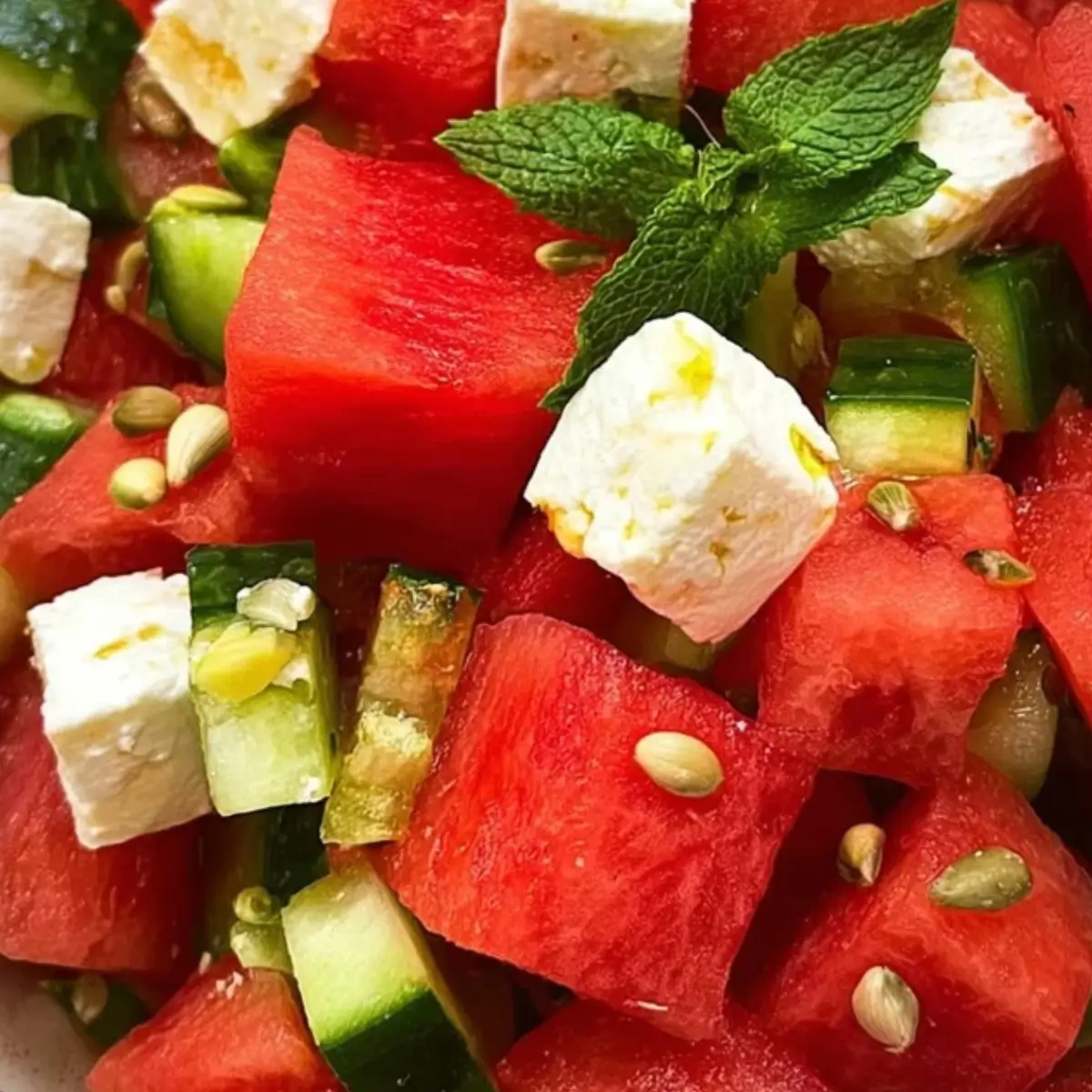 Wassermelonen-Feta-Salat mit Gurke und Minze – Erfrischend und Lecker ...