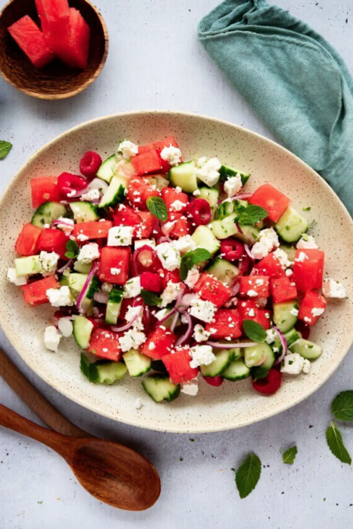 Wassermelone Gurken Feta Salat
